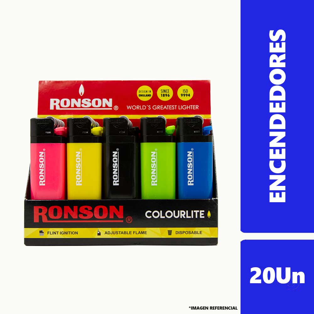 Encendedor Ronson Colourlite 20Un - Distribuidora Asturias